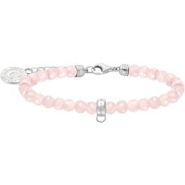 Thomas Sabo Charm-Armband »mit rosa oder schwarzen Beads, A2141-067-9-L19v, A2141-130-11-L19v« mit Achat oder Rosenquarz silberfarben-rosa + rosa...