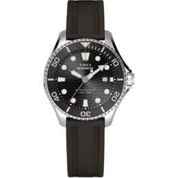 Timex Quarzuhr »DEEP WATER MERIDIAN« Armbanduhr, Herrenuhr, Kautschukarmband, Datum, bis 20 bar wasserdicht schwarz Schcike Armbanduhr für Herren