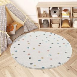 Carpet City Kinderteppich »Anime9396« rund 11 mm Höhe Spielteppich, Bunte Punkte, Weicher Flor, Pflegeleicht, Kinderzimmer creme Obermaterial: 100%...