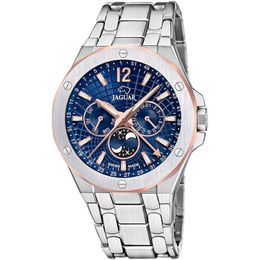 Jaguar Herren Multifunktionsuhr &raquo;Diplomatic Moonphase&laquo; Quarzuhr,Armbanduhr,Herrenuhr,Swiss Made,Edelstahlarmband,Mondphase silber