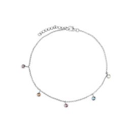 Firetti Fußkette mit Anhänger »Schmuck Geschenk Silber 925 Körperschmuck Erbskette« mit Zirkonia (synth.) silberfarben-grün-hellblau-pink-gelb-lila...