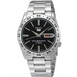 Seiko Automatikuhr &raquo;5&laquo; Armbanduhr, Mechanische Uhr, Herrenuhr, Damenuhr, Datum silberfarben Moderne Automatikuhr f&uuml;r Sie & Ihn