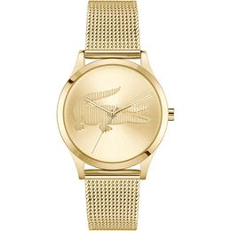 Lacoste Quarzuhr »CROCODELLE« Armbanduhr, Damenuhr, Edelstahlarmband, analog goldfarben-gelbgoldfarben Elegante Damenarmbanduhr