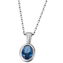 Firetti Kette mit Anhänger »Schmuck Geschenk Silber 925 Halsschmuck Halskette Ankerkette Oval« mit Glasstein silberfarben-dunkelblau Edle Halskette...