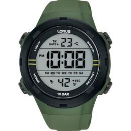 Lorus Chronograph Quarz, Armbanduhr, Herrenuhr, Silikonarmband, digital, Datum, Stoppfunktion olivgrün 0 Sportiver Chronograph für Herren