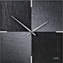 AMS Wanduhr »W9520« Made in Germany, Schiefer, Wohnzimmer, Esszimmer, Küche, Arbeitszimmer schwarz 0 Markante Wanduhr