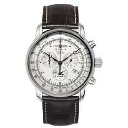 Zeppelin Chronograph »100 Jahre« Armbanduhr, Quarzuhr, Herrenuhr, Datum, Stoppfunktion, Made in Germany dunkelbraun-silberfarben Hochwertiger...