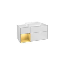 Villeroy & Boch V&B Waschtischunterschrank Finion 120cm, Pl wh. m, Reg li gol m, wh. m Lac ; Villeroy & Boch (F291HFMT)
