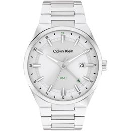Calvin Klein Quarzuhr &raquo;DISTINGUISH GMT&laquo; Armbanduhr, Herrenuhr, Edelstahlarmband, analog, Tag, 2. Zeitzone silberfarben-silberfarben Klassisch...