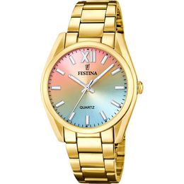 Festina Damen Quarzuhr &raquo;Boyfriend Collection&laquo; Armbanduhr, Damenuhr, Edelstahlarmband gold
