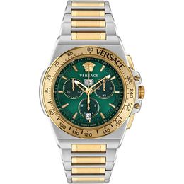 Versace Chronograph »GRECA EXTREME CHRONO« Quarzuhr, Armbanduhr, Herren, Datum, Stoppfunktion, Swiss Made, bicolor silbergoldfarben Imposanter...