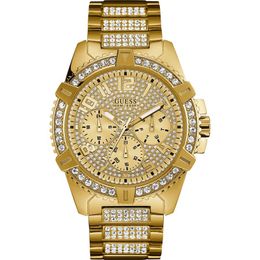 Guess Herren Multifunktionsuhr &raquo;FRONTIER&laquo; Armbanduhr, Quarzuhr, Herrenuhr, Zirkonia (synth.), Edelstahlarmband gold