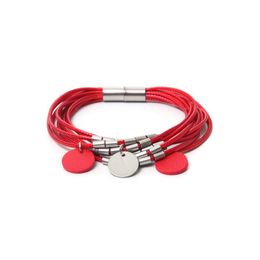 Firetti Armband »rot, rund, bicolor, mehrreihig« metallfarben-rot 18,5 cm Stylischer Damenschmuck mit kleinen, runden Plättchen