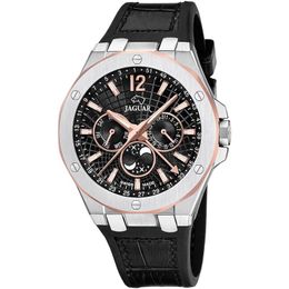 Jaguar Herren Multifunktionsuhr &raquo;Diplomatic Moonphase&laquo; Quarzuhr, Armbanduhr, Herrenuhr, Swiss Made, Lederarmband,Mondphase schwarz
