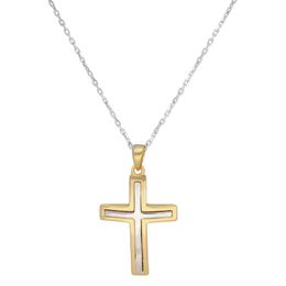 Firetti Kette mit Anhänger »Schmuck Geschenk Silber 925 Halsschmuck Halskette Ankerkette Kreuz« silberfarben-gelbgoldfarben Symbolträchtiger...