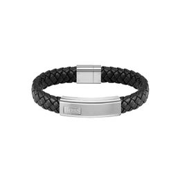 BOSS Armband »Schmuck Edelstahl Armschmuck Lederarmband LANDER« mit Zirkonia (synth.) edelstahlfarben-schwarz M BOSS Schmuck - Herrenarmschmuck