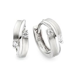 Bruno Banani Paar Creolen »Schmuck Geschenk Silber 925 Ohrschmuck Ohrringe« mit Zirkonia (synth.) silberfarben-kristallweiß + kristallweiß 13,3 mm...