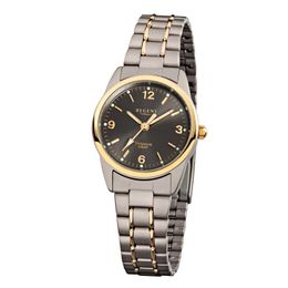 Regent Uhren REGENT Titanuhr Armbanduhr, Damenuhr, Quarzuhr, Titanarmband, &Oslash; ca. 26mm grau-goldfarben Zeitlose Damenarmbanduhr
