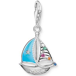 Thomas Sabo Charm-Einhänger »Segelboot, 1927-340-7« mit Glas-Keramik Stein silberfarben-mehrfarbig-türkis + mehrfarbig 0 Charm-Anhänger türkises...