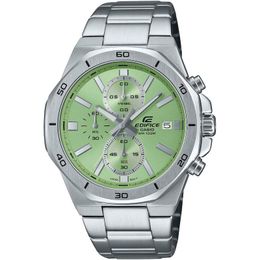 CASIO EDIFICE Chronograph Quarzuhr, Armbanduhr, Herrenuhr, Edelstahlarmband, analog, Tag lindgrün-edelstahlfarben Angesagter Herrenchronograph