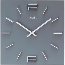 AMS Wanduhr »W9594« Quarzuhr, Holz, Wohnzimmer, Esszimmer, Küche, Arbeitszimmer, Büro, Flur anthrazit Moderne Wanduhr