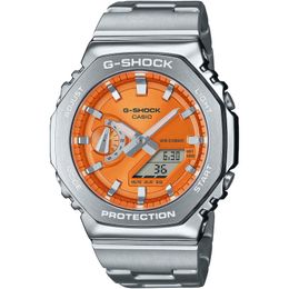Casio G-Shock Herren Casio G-SHOCK Chronograph Quarzuhr Armbanduhr,Herren,digital,bis 20bar wasserd.,Edelstahlarmband silber