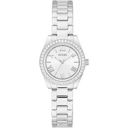Guess Damen Quarzuhr &raquo;MINI LUNA GLITZ&laquo; Armbanduhr, Damenuhr, Edelstahlarmband, analog, Kristallsteine silber