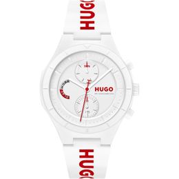 Hugo Multifunktionsuhr »#LIT MULTI« Quarzuhr, Armbanduhr, Herrenuhr, Silikonarmband, analog weiß Sportive Herrenmultifunktionsuhr