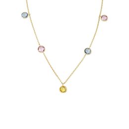 Amor Kette mit Anhänger »2014455« mit Zirkonia (synth.) gelbgoldfarben-pink-gelb-blau Femininer Damenhalsschmuck mit runden Details