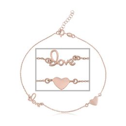 Firetti Fußkette »Schmuck Geschenk Silber 925 Körperschmuck Herz+LIEBE Ankerkette« Silber-925-roségoldfarben
