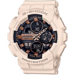 Casio G-SHOCK Chronograph Quarzuhr, Armbanduhr, Damen, Herren, Digitaluhr, bis 20 bar wasserdicht rosé-schwarz Stilvoller Chronograph für Sie & Ihn