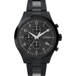 Timex Chronograph »DRESS CHRONO« Quarzuhr, Armbanduhr, Herrenuhr, Edelstahlarmband, Stoppfunktion, Tag schwarz Stilsicherer Chronograph für Herren