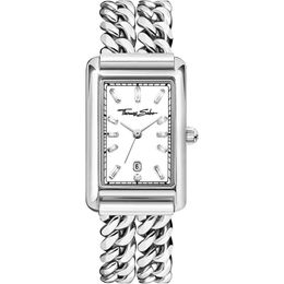 Thomas Sabo Quarzuhr »ELEGANCE« Armbanduhr, Damenuhr, Edelstahlarmband, analog, Tag, Zirkonia (synth.) silberfarben Exquisite Damenarmbanduhr