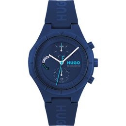 Hugo Multifunktionsuhr »#LIT MULTI« Quarzuhr, Armbanduhr, Herrenuhr, Silikonarmband, analog blau Sportive Herrenmultifunktionsuhr