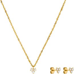 PURELEI Ohrring und Ketten Set »Schmuck Geschenk Edelstahl Mahina Club Konani, 2310-MC-Konani-Gold« (Set, 3 tlg.) mit Zirkonia (synth.)...