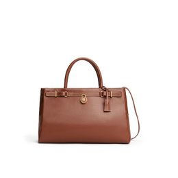Tommy Hilfiger Tragetasche »AMERICAN ICON TOTE LEATHER«, Damen Handtasche, Schultertasche mit TH-Schloß-Schmuckelement cognac