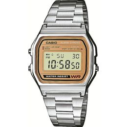 CASIO VINTAGE Chronograph Quarzuhr, Armbanduhr, Damenuhr, Herrenuhr, Digitaluhr, Edelstahlarmband silberfarben-apricot Zeitlos schöner Cronograph...