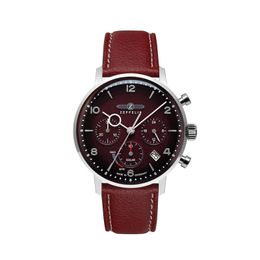 Zeppelin Chronograph &raquo;LZ 129 Hindenburg Solar Sustainable Planet&laquo; Armbanduhr, Herrenuhr, Solar, Datum, Stoppfunktion, Made in Germany dunkelrot...