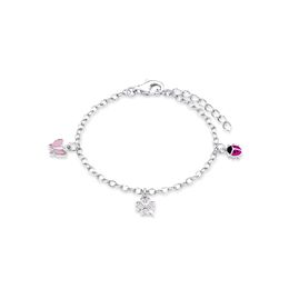 Prinzessin Lillifee Armband »9082414, Marienkäfer, Schmetterling, Kleeblatt« mit Zirkonia (synth.) silberfarben-rosa-pink + rosa-pink 14 cm Süßer...