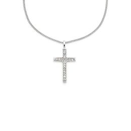 Bruno Banani Kette mit Anhänger »Schmuck Geschenk Silber 925 Halsschmuck Halskette Panzerkette Kreuz« mit Zirkonia (synth.) silberfarben-weiß...