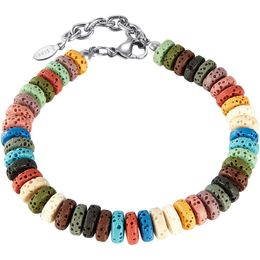 Firetti Armband &raquo;Schmuck Geschenk Edelstahl Armschmuck Ankerkettengliederung Regenbogen&laquo; mit Lavastein bunt