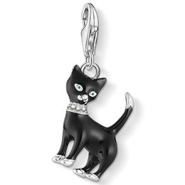Thomas Sabo Charm-Einhänger »Katze, 1725-041-11« mit Zirkonia (synth.) silberfarben-weiß-schwarz + weiß Besonderer Charm-Anhänger schwarze Katze