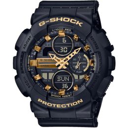 Casio G-SHOCK Chronograph Quarzuhr, Armbanduhr, Damen, Herren, Digitaluhr, bis 20 bar wasserdicht schwarz-goldfarben Moderner Chronograph für Sie &...
