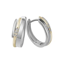 Firetti Paar Creolen »Schmuck Geschenk Silber 925 Klappcreole bicolor glitzernd« mit Zirkonia (synth.) silberfarben-gelbgoldfarben-kristallweiß +...