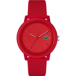 Lacoste Quarzuhr ».12.12« Armbanduhr, Herrenuhr, Mineralglas, Silikonarmband rot Schöne Herrenarmbanduhr