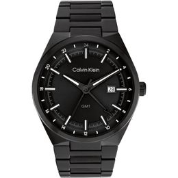Calvin Klein Quarzuhr &raquo;DISTINGUISH GMT&laquo; Armbanduhr, Herrenuhr, Edelstahlarmband, analog, Tag, 2. Zeitzone schwarz-schwarz Klassisch sch&ouml;ne...
