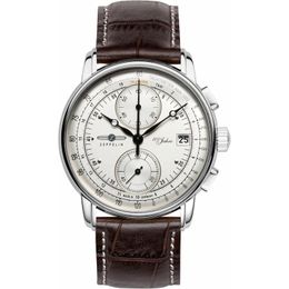 Zeppelin Chronograph »100 Jahre« Armbanduhr, Quarzuhr, Herrenuhr, Datum, Stoppfunktion, Made in Germany dunkelbraun Schicker Chronograph für Herren