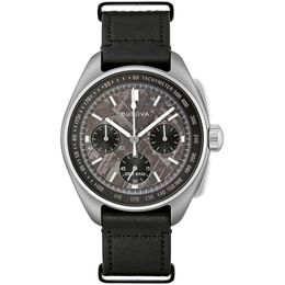 Bulova Chronograph »Lunar Pilot« Armbanduhr, Quarzuhr, Herrenuhr, Lederarmband, Saphirglas schwarz Topaktueller Herrenchronograph