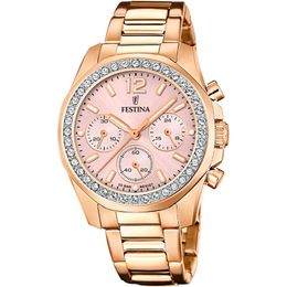 Festina Chronograph »Boyfriend Collection« Quarzuhr, Armbanduhr, Damenuhr, Edelstahlarmband, analog, Stoppfunktion roségoldfarben Imposanter...