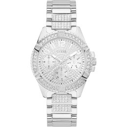 Guess Damen Multifunktionsuhr &raquo;LADY FRONTIER&laquo; Armbanduhr, Quarzuhr, Damenuhr, analog, Edelstahlarmband silber